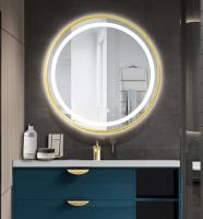 China Hotel Salon Wall Smart Touch Screen House Decor LED Round Shape Bathroom Mirror Light for sale