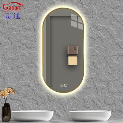 China Small Salon Hanging Wall With Led Mirror Backlit Bathroom Smart Fitness Bevelled Touch for sale