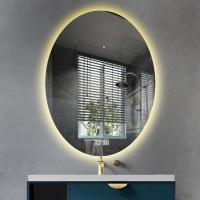 China LED Light Touch Beveled Round Light Smart Salon Vanity Makeup Bathroom Wall Mirror for sale