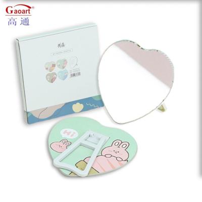 China Extra LOGO Yes Design Heart Shaped Mini Pocket Vanity Make Up Espejo Mirror for Girls for sale