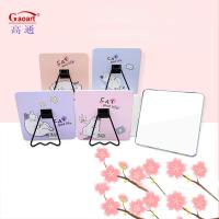 China Travel Standing Cute Stand Top Make Up Cosmetic Table with Metal and Glass Mirror for sale