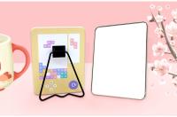China Travel Standing Cute Stand Top Make Up Cosmetic Table with Metal and Glass Mirror for sale