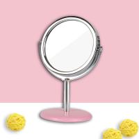 China Custom packing Cute Small Table Top Travel Cosmetic Standing Espejo Makeup Desk Mirror for sale