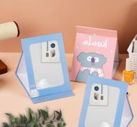China Foldable Vanity Make Up Cute Heart Shaped Cosmetic Makeup Small With Extra LOGO Yes Mirror for sale