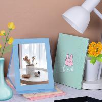China Foldable Heart Shaped Makeup Travel Vanity Mirror Paper Bag Packing for Easy Cosmetic for sale