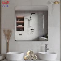 China Rectangular Black Iron Bathroom Wall Mirror with Golden Aluminum Frame and Wall Mounting for sale