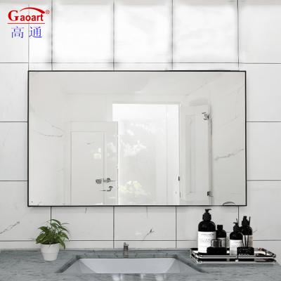 China Aluminium Alloy Frame Glass Mirror for Large Black Sticker Metal Frame Bathroom Vanity for sale