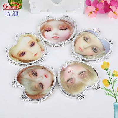 China Fashion Design Style Foldable Heart Shaped Cosmetic Mirror for On-the-Go and Travel for sale