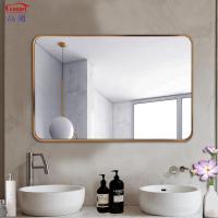 China Home Wineshop Bathroom Wall Mirror with Modern Black Frame and Hanging Glass Sticker for sale