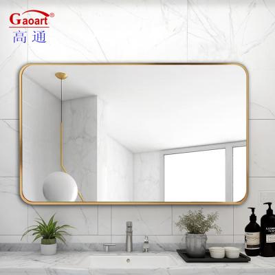 China Round Black Iron Gold Modern Hanging Art Bathroom Sticker Mirror for Home Wineshop for sale