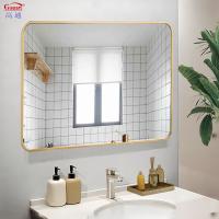 China Black Aluminum Sticker Gold Frame Oval Glass Mirror Wall Hanging Art for Bathroom for sale