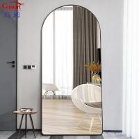 China Full Rose Large Arched Frame Standing Metal Bedroom Decoration Mirror Contemporary Design Style for Daily for sale