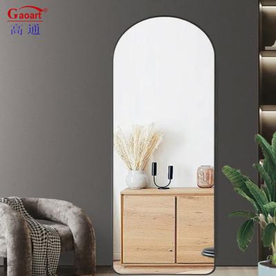China Large Black Metal Sticker Mirror for Standing in Modern Stylish Floor Length Room for sale