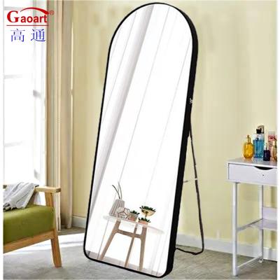 China Contemporary Standing Wall Mirror Gold Metal Full Length Arched Mirror for Home Decor for sale