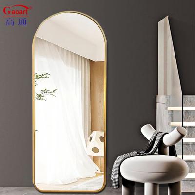 China Aluninium Alloy Frame Gold Arch Floor Length Mirror for Standing Arched House Decor for sale