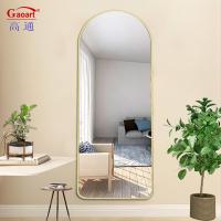 China Large Salon Washroom Shaving Station Full Length Body Mirror with Gold Frame and Design for sale