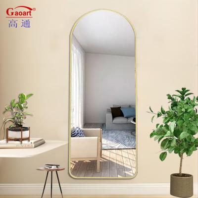China Large Salon Washroom Shaving Station Full Length Body Mirror with Gold Frame and Design for sale
