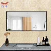 China Art Deco Design Home Wineshop Silver Shaving Washroom Square Wall Mount Makeup Mirrors for sale