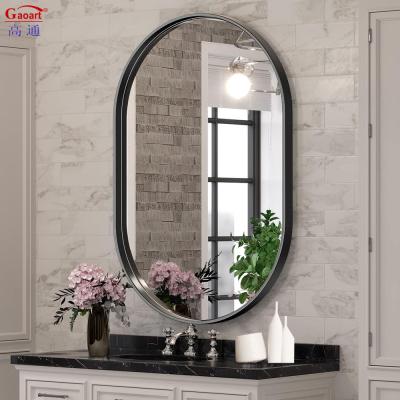 China Modern Black Metal Large House Decor Mirror with Aluminium Alloy Frame and Gold Trim for sale