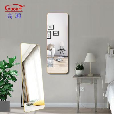 China Golden Square Bathroom Wall Hanging Mirror for Large Bedroom Livingroom Hair Salon for sale