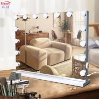 China Large White Illuminated Hollywood Makeup Vanity Mirror with LED Lights for sale