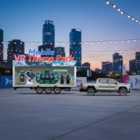 China Customized Color 9D VR Truck Cinema Customized Virtual Reality Simulator Mobile Game Zone for sale