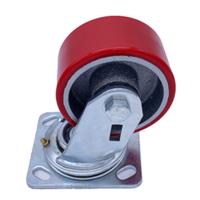 China 4 Inch Red Cast Iron Caster Wheel Swivel PU Casters Heavy Duty Casters for sale