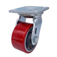 China 100mm Polyurethane Cast Iron Wheel Precision Ball Bearing Caster Wheel for sale