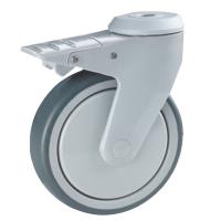 China Medical Nylon Bracket Caster Wheels Swivel Bolt Hole Fork With Brake Castor for sale