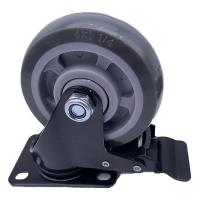 China 4 Inch PU Swivel Tread Electro Plated Bracket With Brake Casters Wheel 120kg for sale