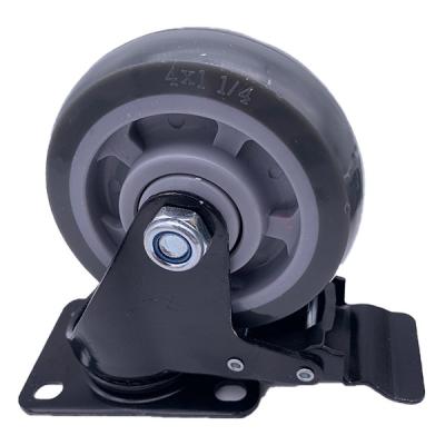 China 4 Inch PU Swivel Tread Electro Plated Bracket With Brake Casters Wheel 120kg for sale