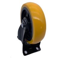 China 5 Inch Orange Polyurethane Rigid Plate Caster Wheels for sale