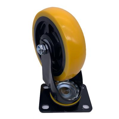 China 5 Inch Swivel Plate Casters On Orange Polyurethane Wheels for sale