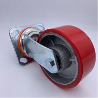 China 125 mm Swivel Red Polyurethane Tread Iron Caster for sale
