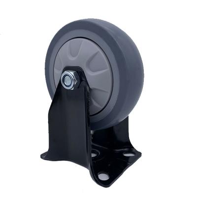 China 4 Inch TPR Rubber With Rigid Non-Swivel Top Plat Caster for sale
