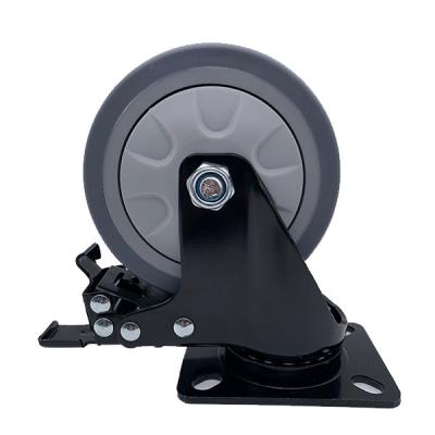 China 5 Inch Durable Wear Resistant TPR Swivel Plate Caster with Brake​ for sale