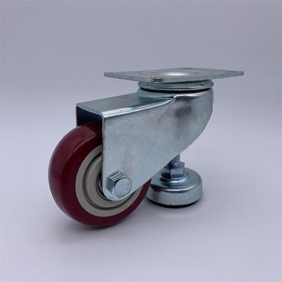 China 3 Inch Level Adjustable Feet Red Polyurethane Caster Wheel with Foot Cup for sale