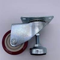 China 5 Inch Adjustable Foot Red Polyurethane Caster Wheels for sale