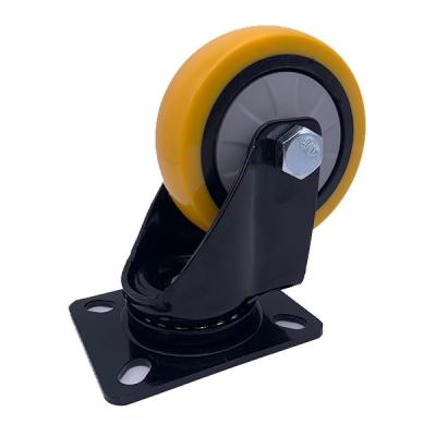 China 4 Inch Swivel Plate Caster Wheels on Orange Polyurethane Wheels for sale