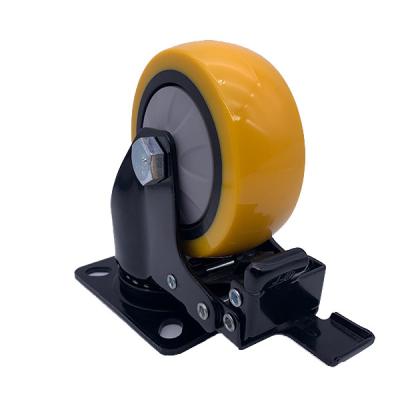China 5'' Safety Dual Locking Caster Wheels Polyurethane Tread for sale