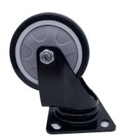 China 8 Inch Black PU Swivel Caster with 360 Degree Top Plate for sale