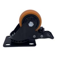 China Dual Locking Swivel Plate Polyurethane Caster Wheels 2 Inch for sale