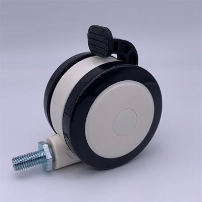 China Screwed Bolt Dual Polyurethane Wheel Caster with Locking 3 Inch for sale