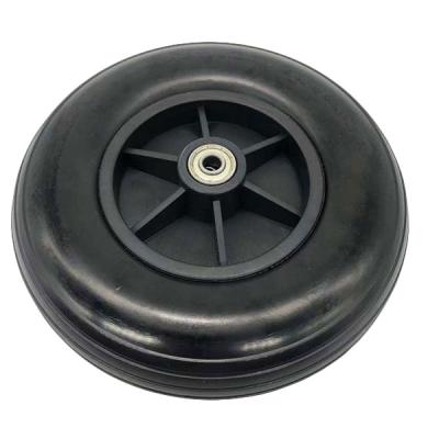 China PU Foam And PP Core Front  Wheelchair Castor Wheel 8inch 200mm Black Grey for sale