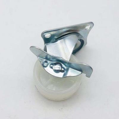 China 2 Inch 50mm White PP Wheel Plain Bearing Swivel Plate Caster With Brake for sale