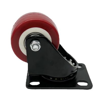China 40MM PU Tread Red Swivel Light Duty Casters Wheel with PP Core Double Bearings for sale