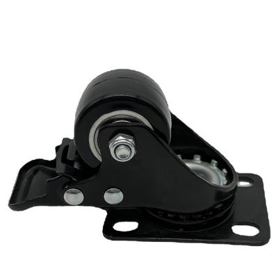 China 50MM PU Tread Swivel Light Duty Casters Wheel with brake Double Bearings for sale