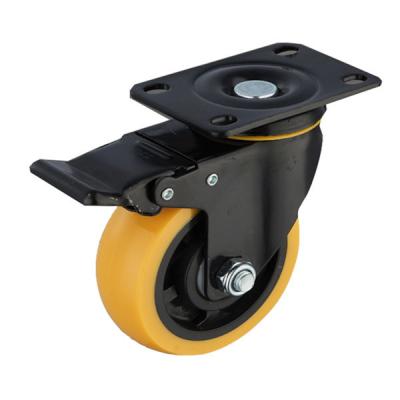 China 3 Inch Polyurethane Swivel Plate Industrial Casters Wheels With Lock for sale