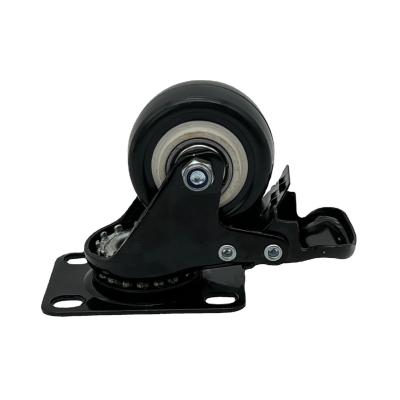 China PU Swivel Plate Caster Wheels with brake For Furniture 50MM No Noise Castor for sale