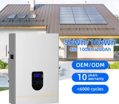 China Wall Mount LiFePO4 Battery 48V 200Ah 10kWh Solar Energy Storage Power Wall for sale